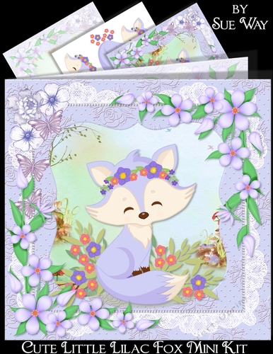 Cute Little Lilac Fox Mini Kit - CUP720126_38 | Craftsuprint