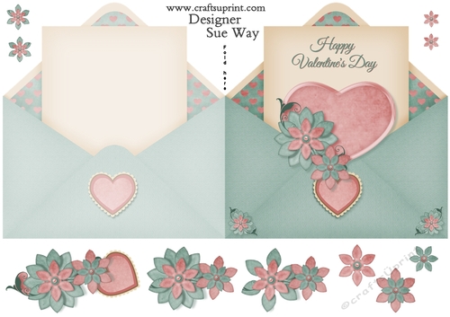 Valentine Heart Envelope Shape Card Green - CUP758247_38 | Craftsuprint