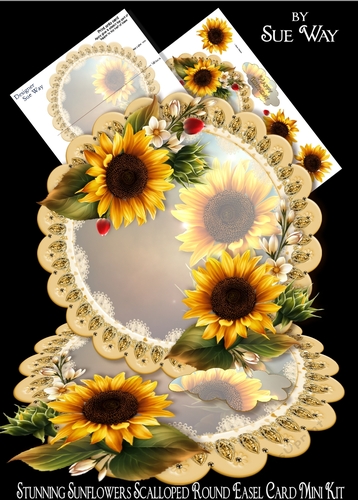 Stunning Sunflowers Scalloped Round Easel Card Mini Kit - CUP774061_38 ...