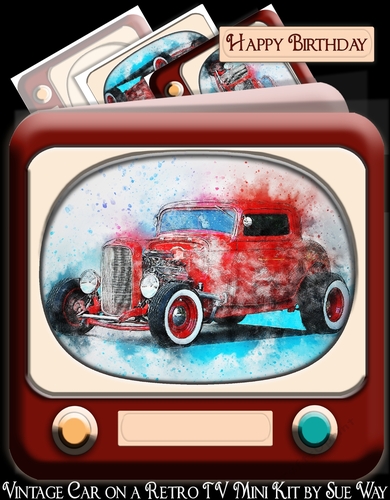Vintage Car on a Retro TV Mini Kit - CUP945787_38 | Craftsuprint