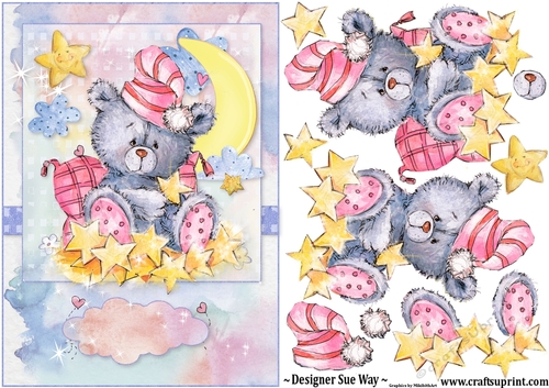 Moon and Stars Bear A5 Card Front & Decoupage - CUP970359_38 | Craftsuprint