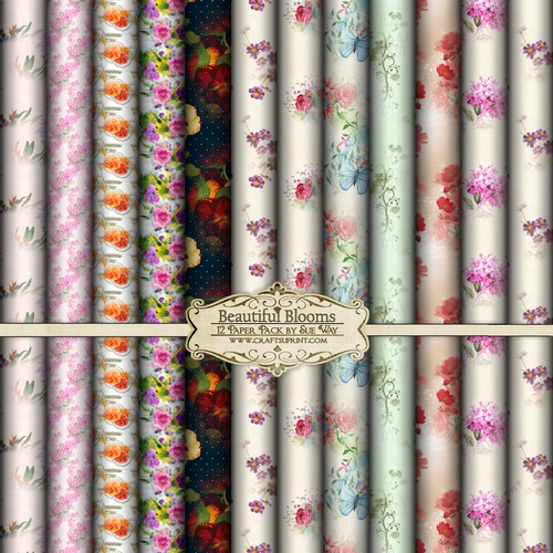 Beautiful Blooms 12 Backing Papers Kit - CUP995256_38 | Craftsuprint