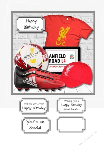 Liverpool fan Birthday card topper - CUP1077257_43516 | Craftsuprint