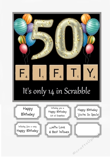 Fifty is only 14 in Scrabble - CUP1164651_43516 | Craftsuprint