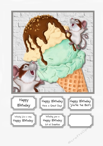 Cute Mice with Ice Cream - CUP1175072_43516 | Craftsuprint