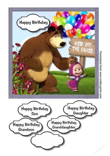 Masha and the Bear Birthday - CUP830282_43516 | Craftsuprint