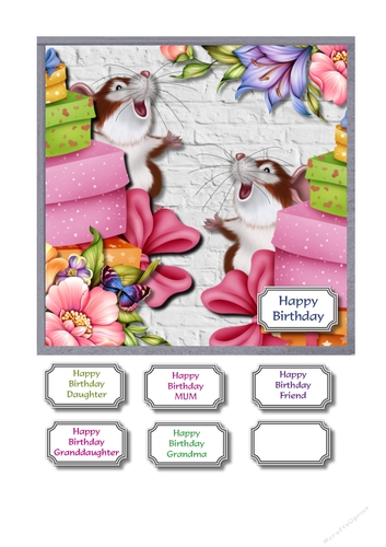 Pastel parcels, flowers an cheeky mice - CUP904383_43516 | Craftsuprint