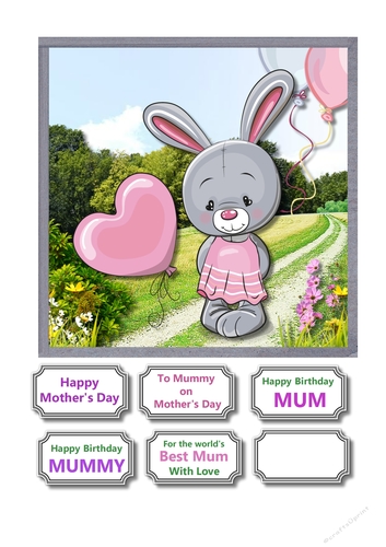 Cute bunny for Mothers Day or Birthday - CUP941111_43516 | Craftsuprint