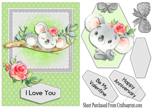Koala - I love you valentine card - CUP1028015_18940 | Craftsuprint