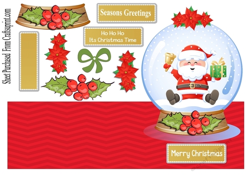Santa snow globe shaped card - CUP1082889_18940 | Craftsuprint
