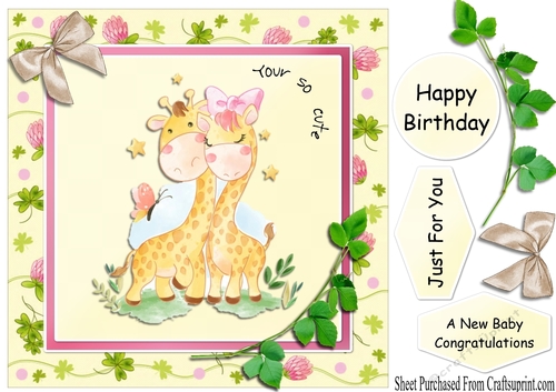 Cute giraffe card - CUP1320577_18940 | Craftsuprint