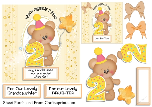 Birthday bear - age 2 - CUP897640_18940 | Craftsuprint