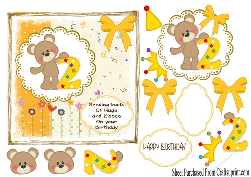 Cute bear, happy birthday age 2 - CUP987552_18940 | Craftsuprint