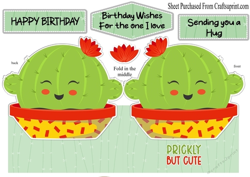 Happy cactus shaped birthday card - CUP993687_18940 | Craftsuprint