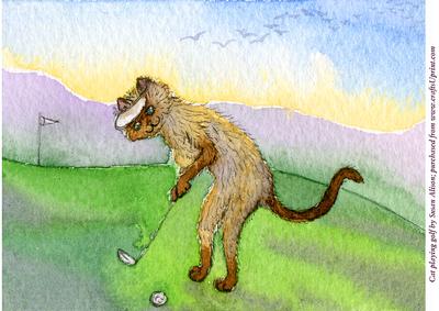 A4 Cat Playing Golf - CUP192926_1030 | Craftsuprint