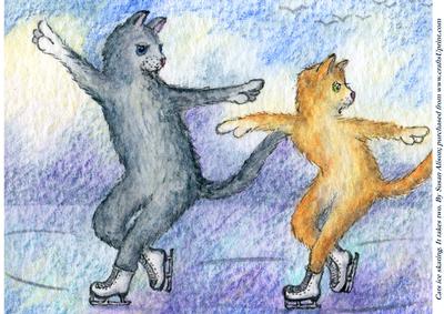 Cats Ice Skating. It Takes Two. - CUP222225_1030 | Craftsuprint