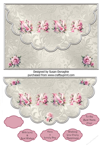 Nana with Roses Envelope Card - CUP1329486_114 | Craftsuprint