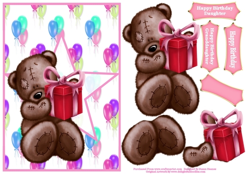 Birthday Bear Greetings - Girl - CUP1029708_846 | Craftsuprint
