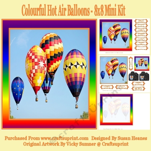 Colourful Hot Air Balloons - 8x8 Mini Kit - CUP1040249_846 | Craftsuprint