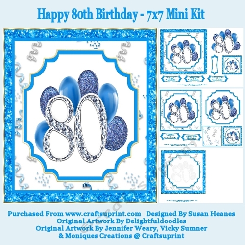 Happy 80th Birthday - 7x7 Mini Kit - CUP1091829_846 | Craftsuprint