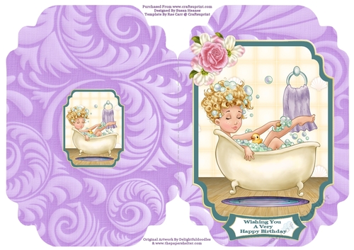 A Relaxing Bath - Cut And Fold Card - CUP1096180_846 | Craftsuprint