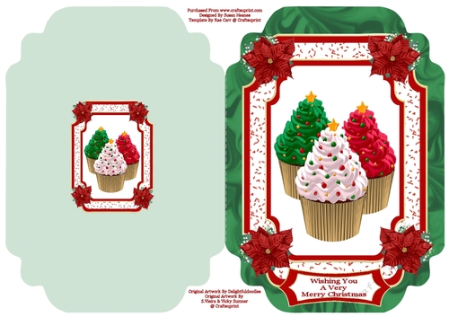 Beautiful Christmas Cupcakes - Cut And Fold Card - CUP1131133_846 ...
