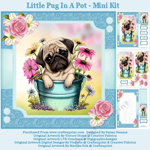 Little Pug In A Pot - Mini Kit - CUP1207529_846 | Craftsuprint