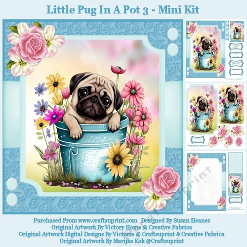 Little Pug In A Pot 3 - Mini Kit - CUP1207736_846 | Craftsuprint