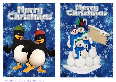 Winter Snowmen and Dancing Penguins Toppers - CUP273366_846 | Craftsuprint