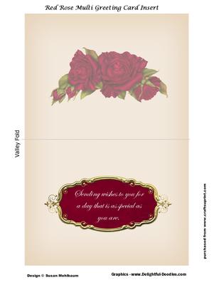 Red Rose Multi Occasion Card Insert - CUP592453_2153 | Craftsuprint