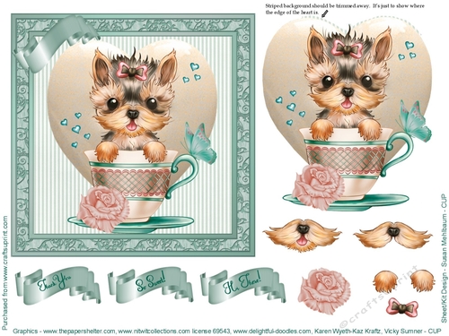 So Sweet Yorkie Topper and Decoupage - CUP872849_2153 | Craftsuprint
