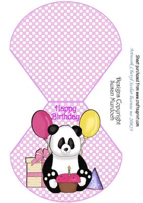 Wobble Birthday Card (for Little Girl) Panda & Birthday Cake ...