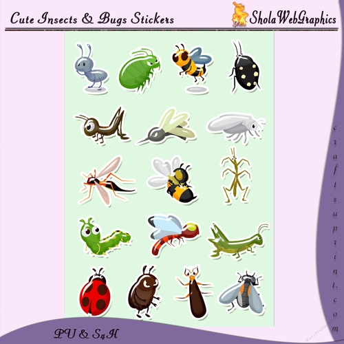 Cute Insects & Bugs Stickers - CUP1024748_2329 | Craftsuprint