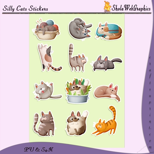Silly Cats Stickers - CUP1024766_2329 | Craftsuprint