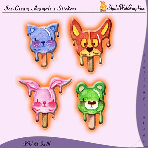 Ice-Cream Animals 2 Stickers - CUP1098534_2329 | Craftsuprint