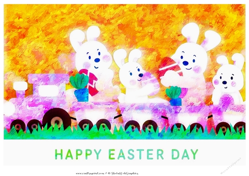 Easter Bunny Train 2 A4 Card - CUP1147490_2329 | Craftsuprint