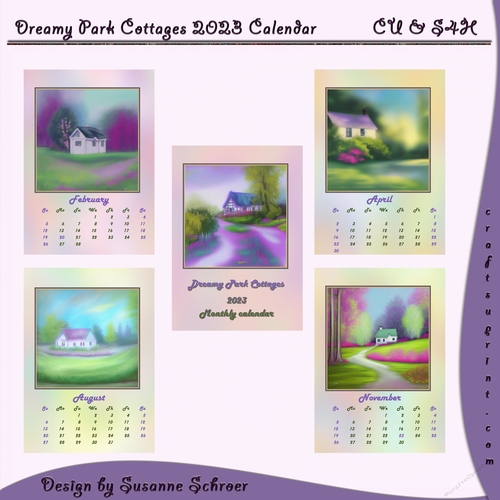 Dreamy Park Cottages 2023 Monthly Calendar - CUP1173802_2329 | Craftsuprint