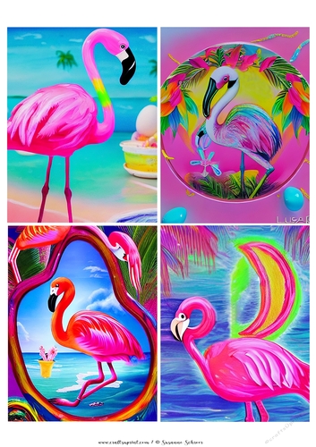 Flamingo Bunny Easter 2 Painting ATC Cards / Topper - CUP1178846_2329 ...