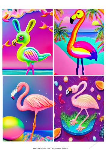 Flamingo Bunny Easter 3 Painting ATC Cards / Topper - CUP1178847_2329 ...