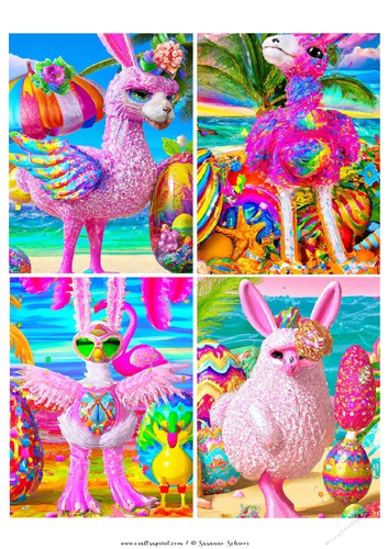 Flamingo Bunny Easter 4 Painting ATC Cards / Topper - CUP1178848_2329 ...