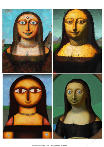 Woman Painting Mona Lisa Style Painting ATC Cards / Topper - CUP1178878 ...