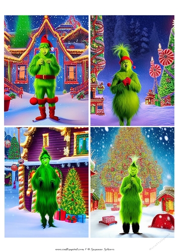 The Grumpy Grinch & Christmas 2 Painting ATC Cards / Topper ...