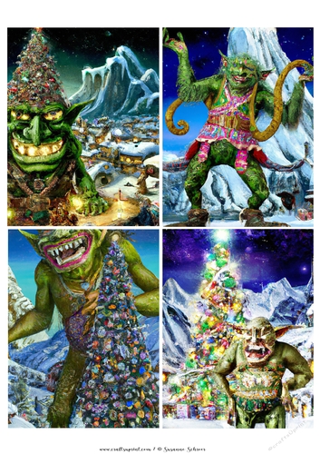 The Troll Grinch & Christmas Painting ATC Cards / Topper - CUP1179845 ...