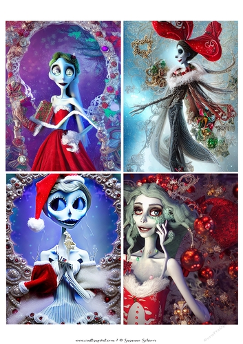 Xmas Corpse Bride 2 Painting ATC Cards / Topper - CUP1182841_2329 ...