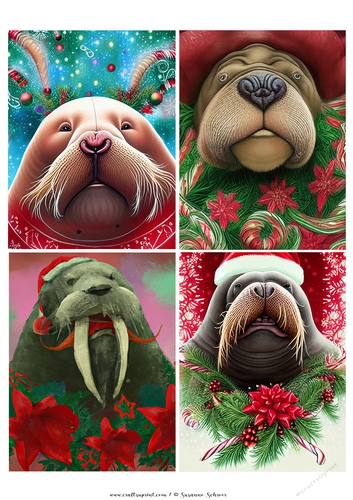 Xmas Walrus 4 ATC Cards / Topper - CUP1184694_2329 | Craftsuprint