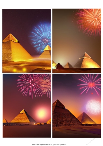 Firework over the Pyramids of Giza Painting ATC Cards / Topper ...