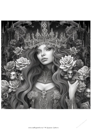 Gothic Rose Queen 2 Coloring Page for Adults / Digi Stamp - CUP1216772 ...