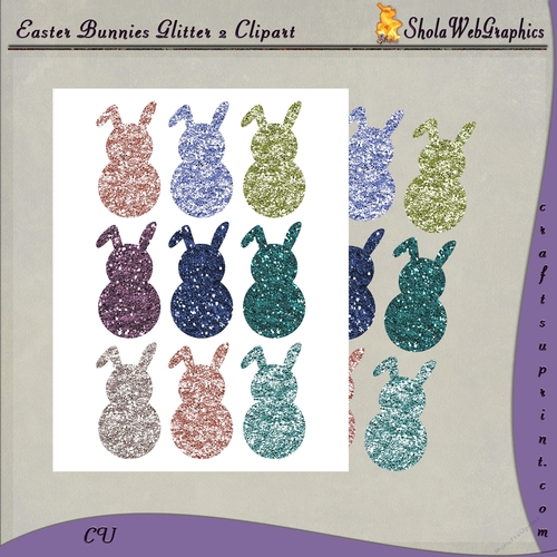 Easter Bunnies Glitter 02 Clipart - CUP962965_2329 | Craftsuprint