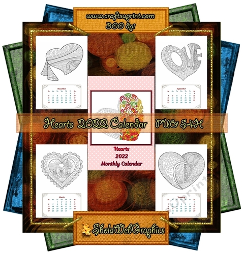 Hearts 2022 Coloring Calendar - CUP991899_2329 | Craftsuprint