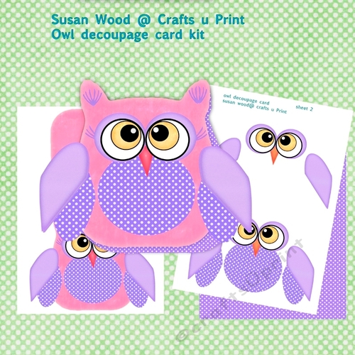 Pink Owl Decoupage Stand Alone Card Kit - CUP860864_927 | Craftsuprint